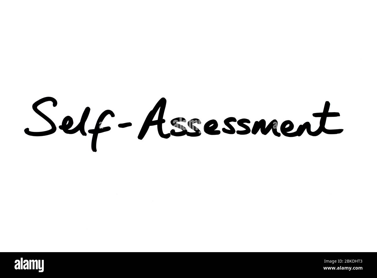 Self-Assessment handwritten on a white background Stock Photo - Alamy