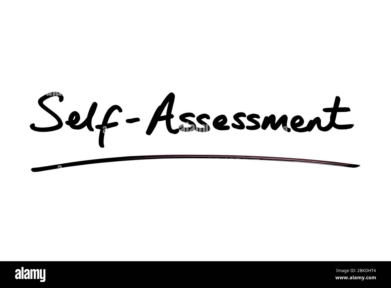 Self-Assessment handwritten on a white background Stock Photo - Alamy