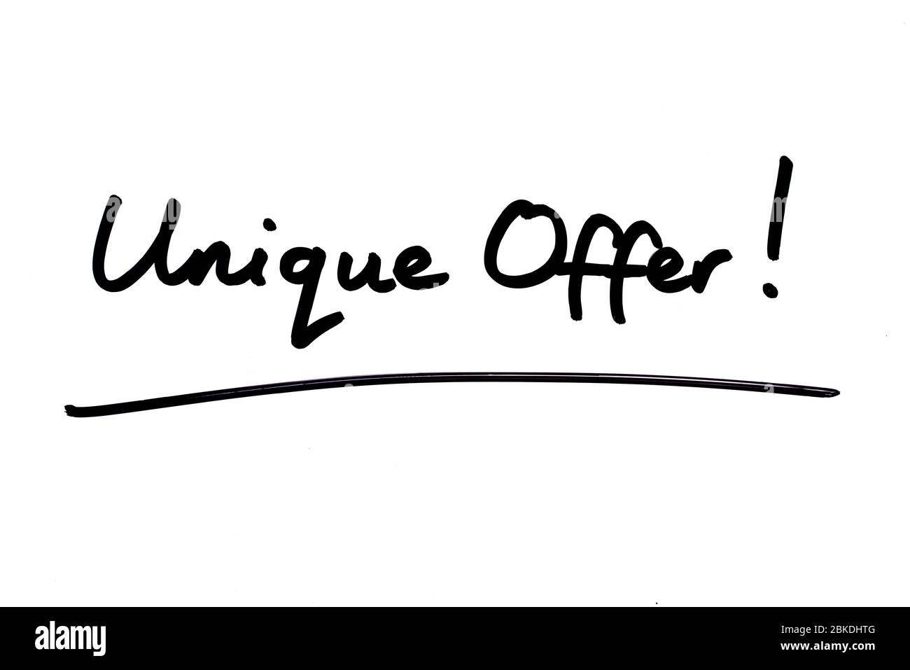 Unique Offer! handwritten on a white background Stock Photo - Alamy