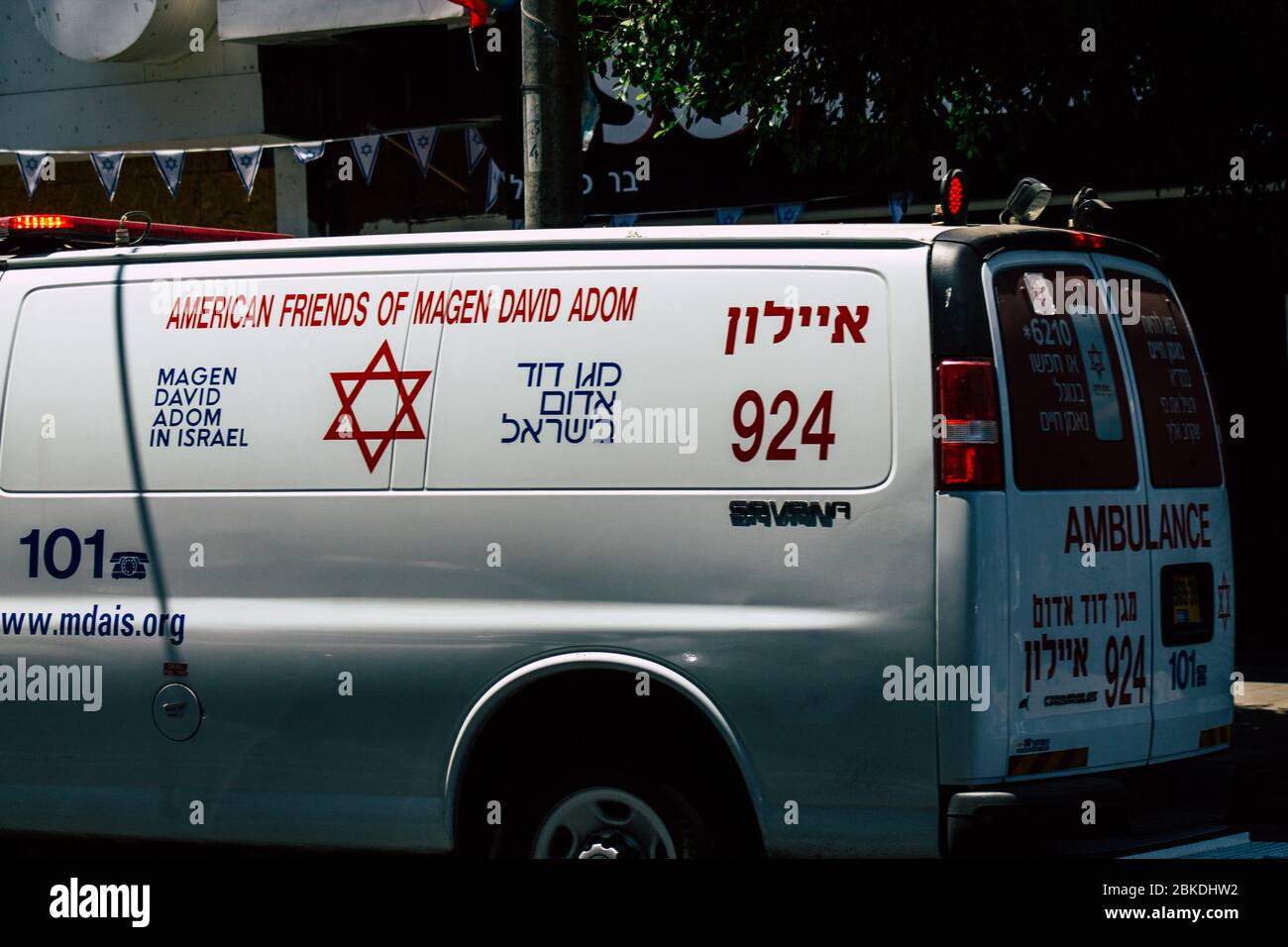 Tel Aviv Israel July 27, 2019 View of a Israeli ambulance rolling in ...