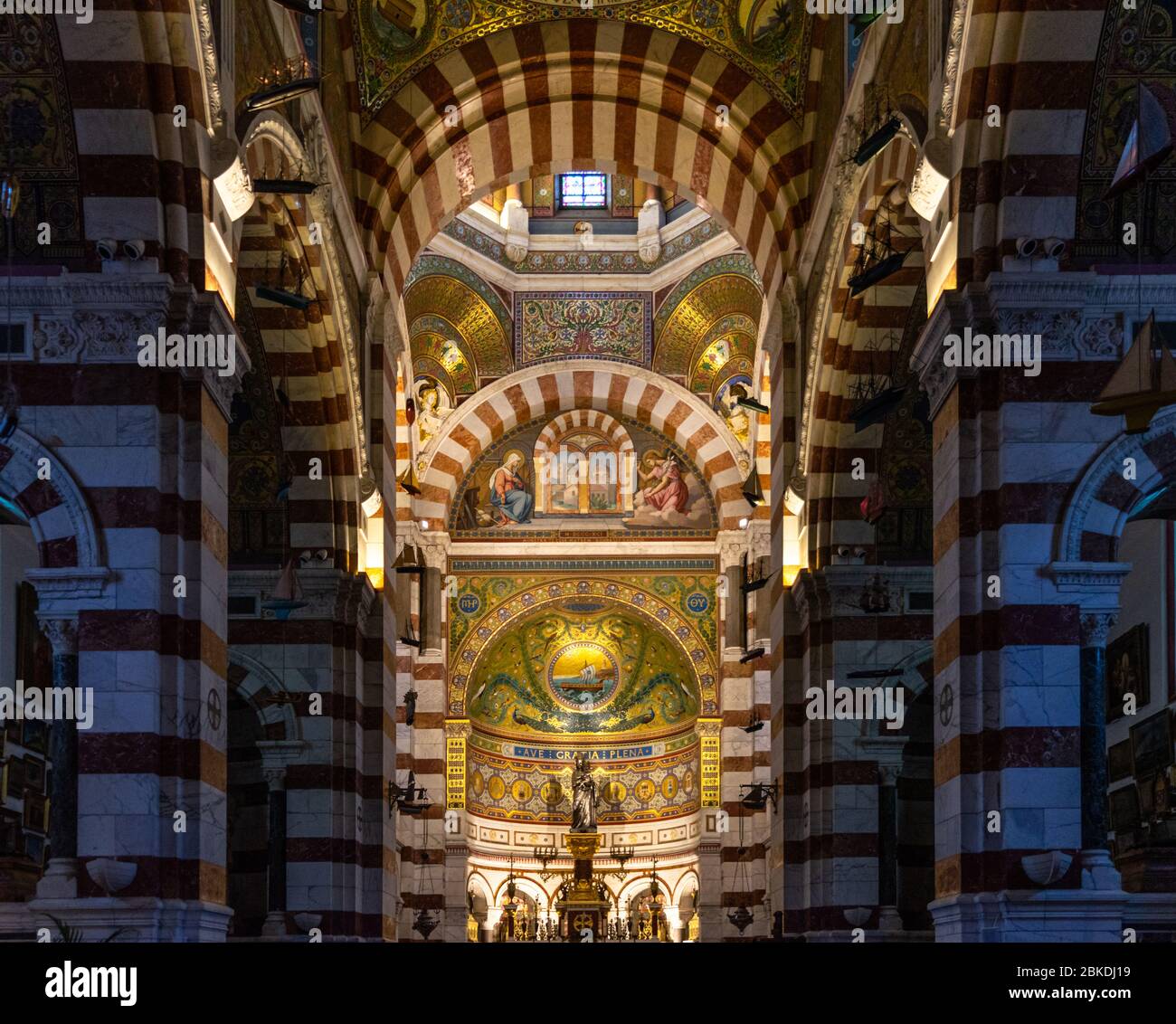Interior of Notre Dame de la Garde basilica, the most famous landmark ...