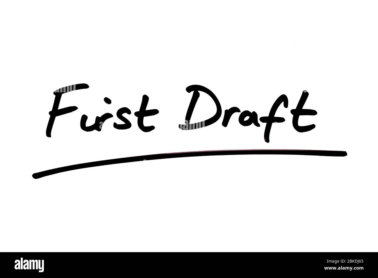 First Draft handwritten on a white background Stock Photo - Alamy