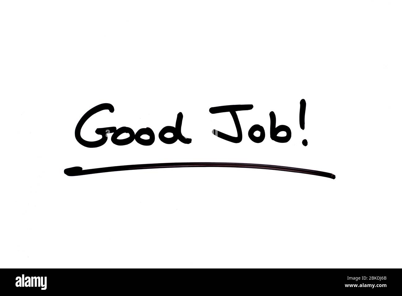 Good Job! handwritten on a white background Stock Photo - Alamy