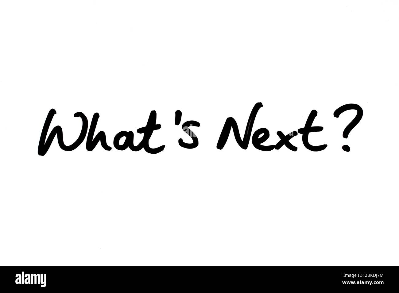 Whats Next? handwritten on a white background Stock Photo - Alamy