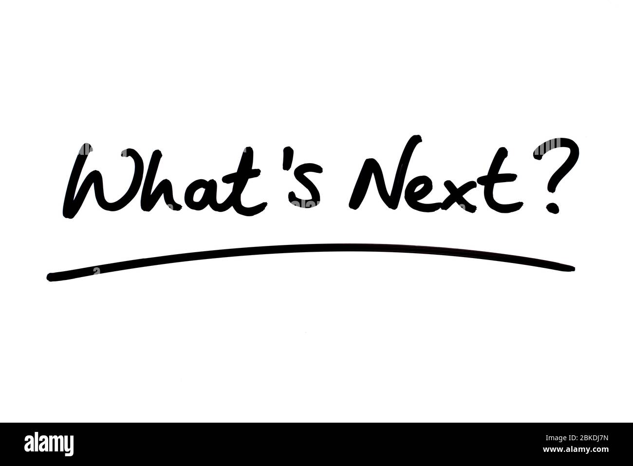 Whats Next? handwritten on a white background Stock Photo - Alamy