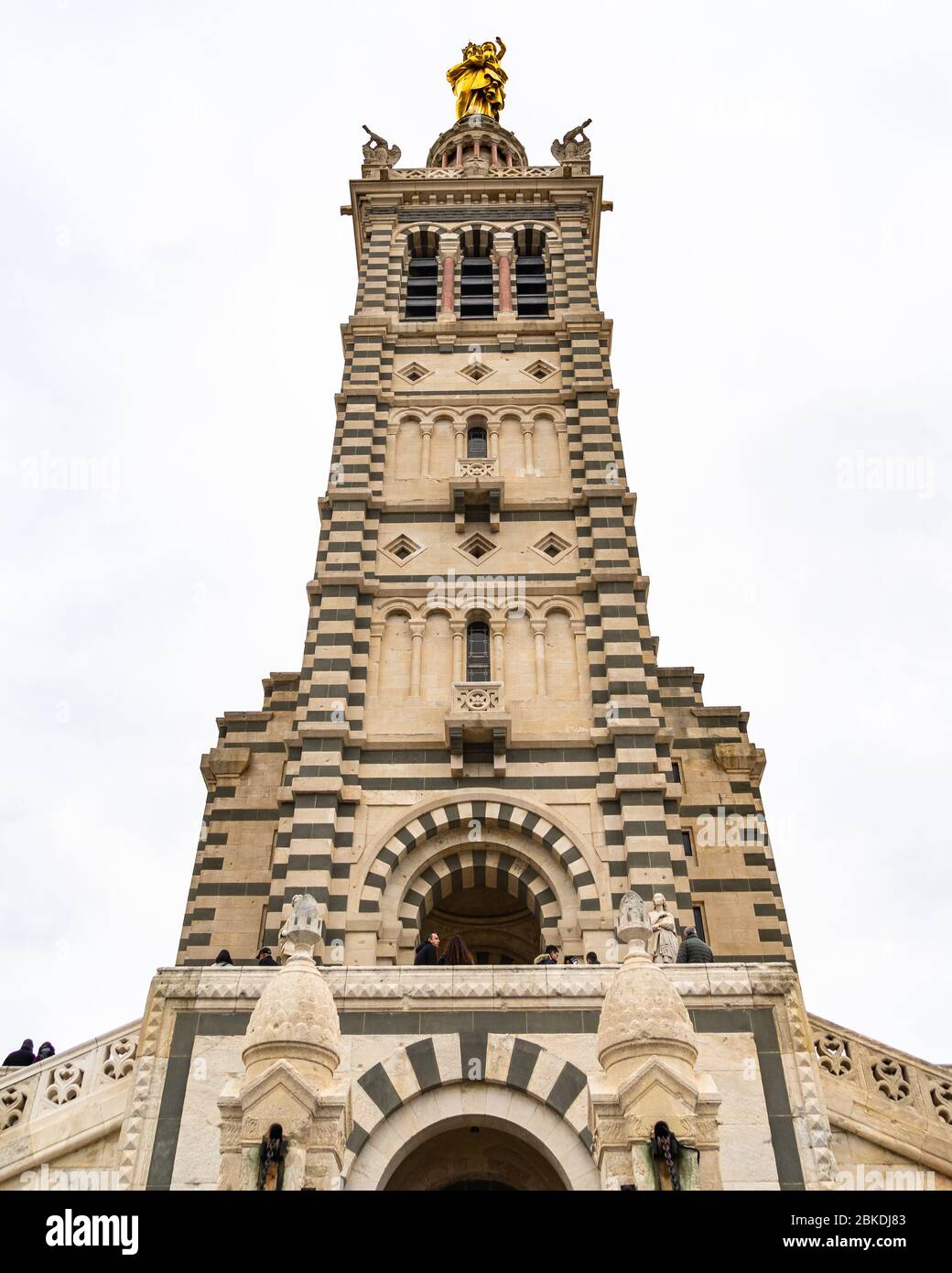 The bell tower of Notre Dame de la Garde basilica, the most iconic ...