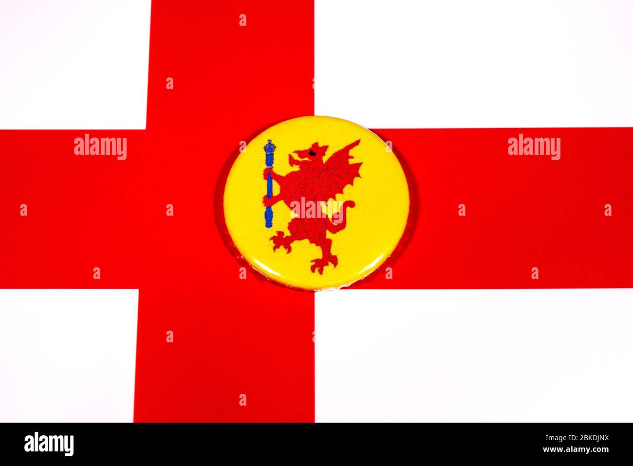 A badge portraying the flag of the English county of Somerset pictured ...