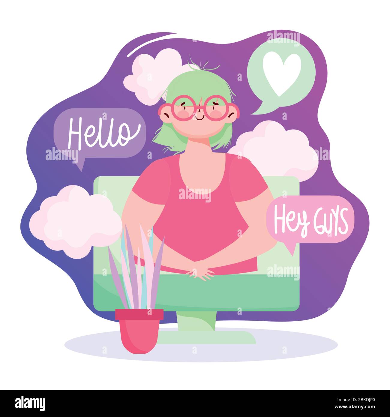 people communication and technology, woman video computer digital ...