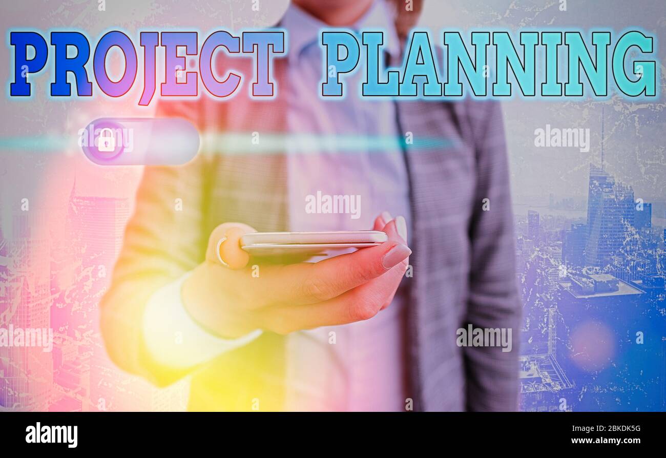 Text sign showing Project Planning. Business photo showcasing schedules ...