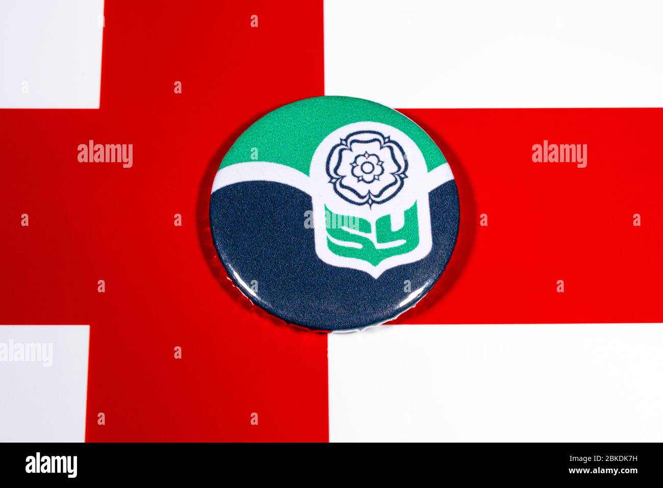A badge portraying the flag of the English county of South Yorkshire ...