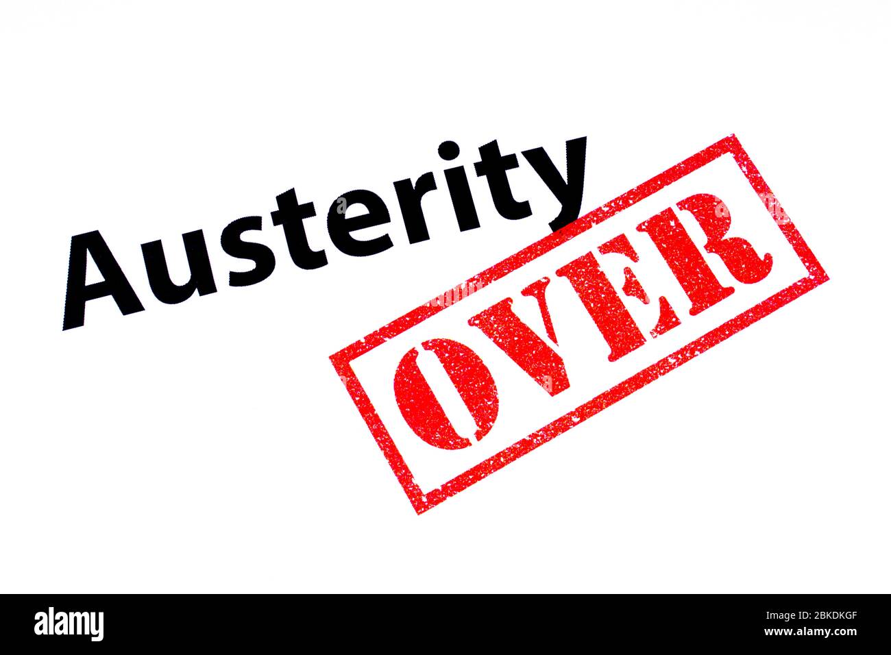 Austerity heading with a red OVER rubber stamp Stock Photo - Alamy