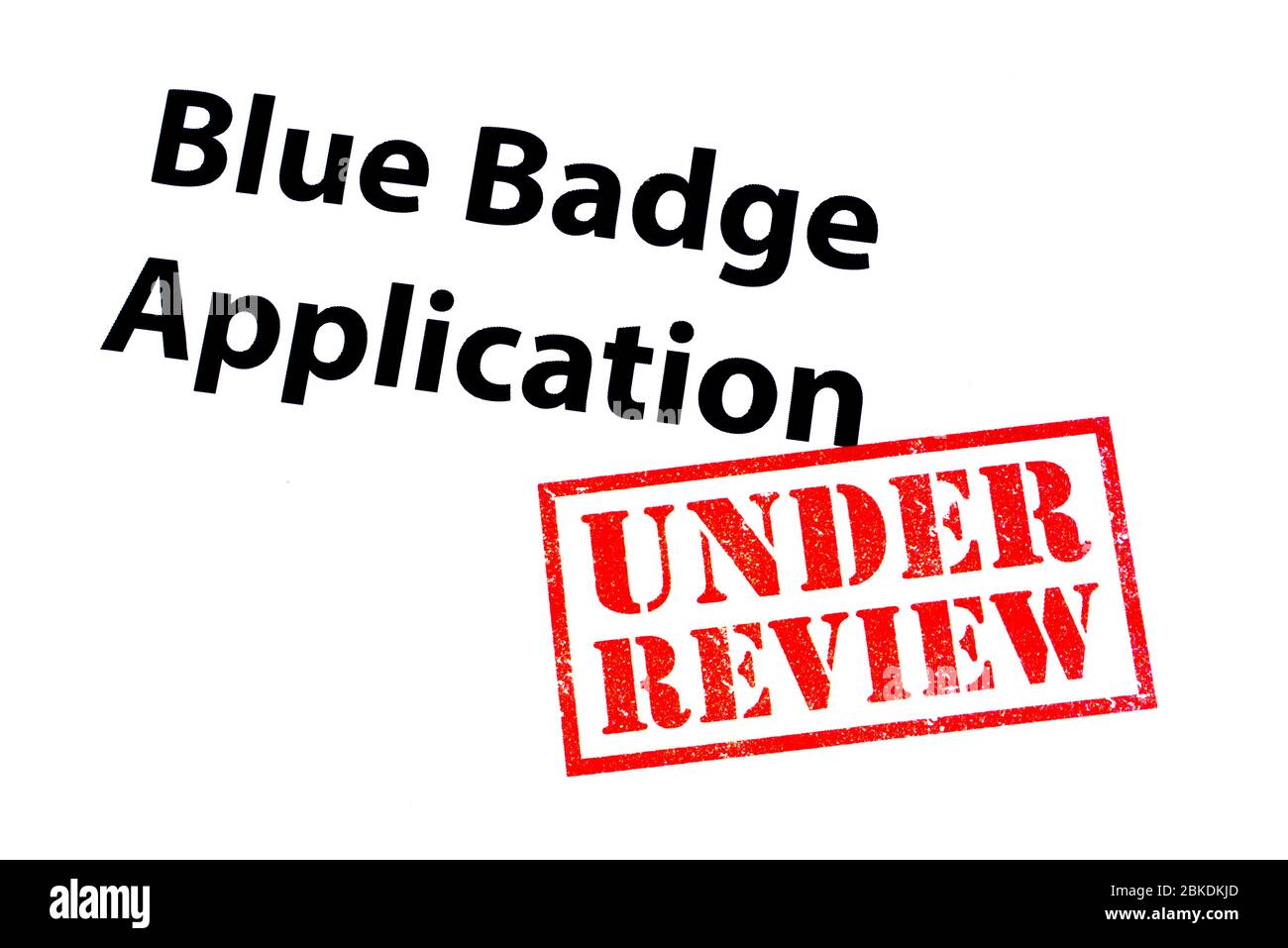 Blue Badge Application heading with an UNDER REVIEW red rubber stamp ...