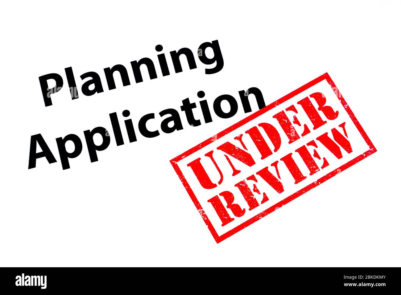 Planning Application heading with a red UNDER REVIEW rubber stamp Stock ...