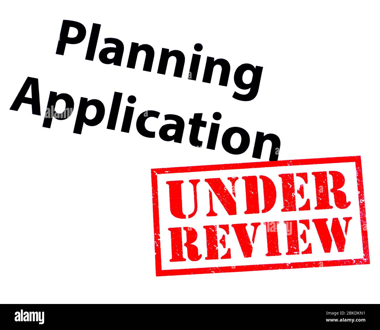 Planning Application heading with a red UNDER REVIEW rubber stamp Stock ...