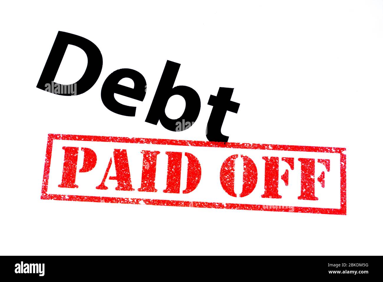 Debt heading with a red PAID OFF rubber stamp Stock Photo - Alamy