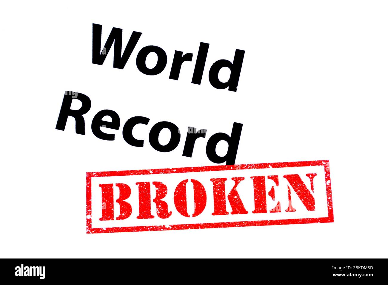World record heading with a red BROKEN rubber stamp Stock Photo - Alamy