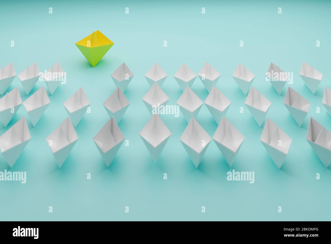 leader ship concept, yellow boat win and success, business success ...