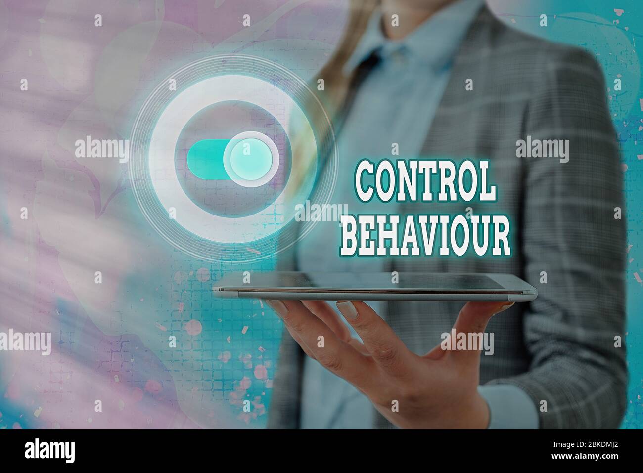 Text sign showing Control Behaviour. Business photo showcasing Exercise ...