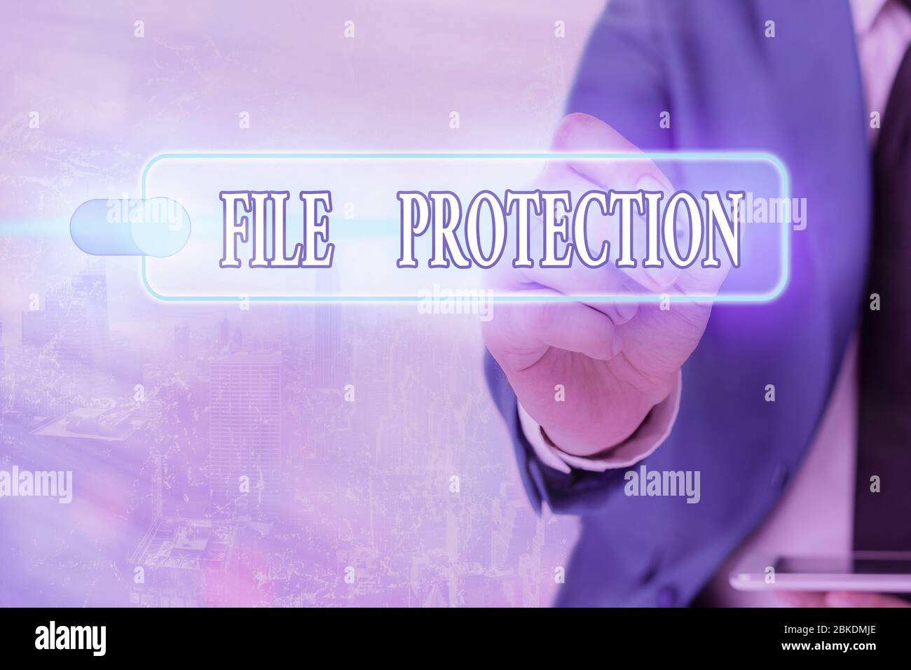 Writing note showing File Protection. Business concept for Preventing ...