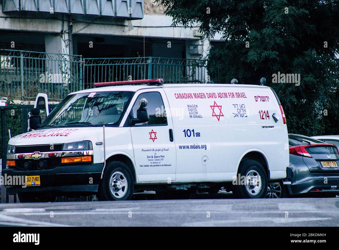 Jerusalem Israel July 3, 2019 View of a Israeli ambulance rolling in ...