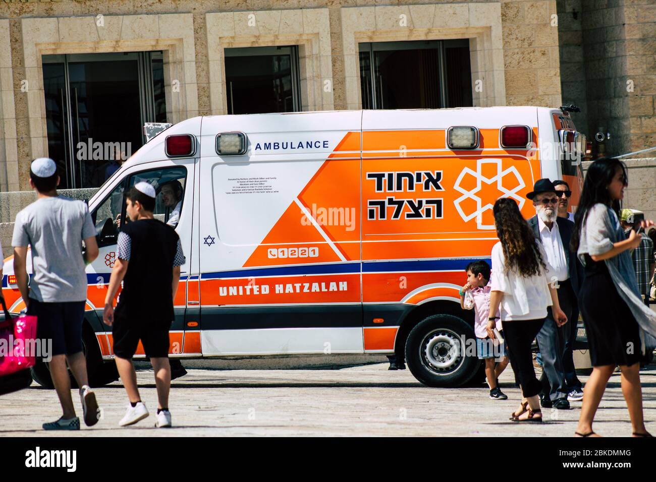 Jerusalem Israel July 3, 2019 View of a Israeli ambulance rolling front ...
