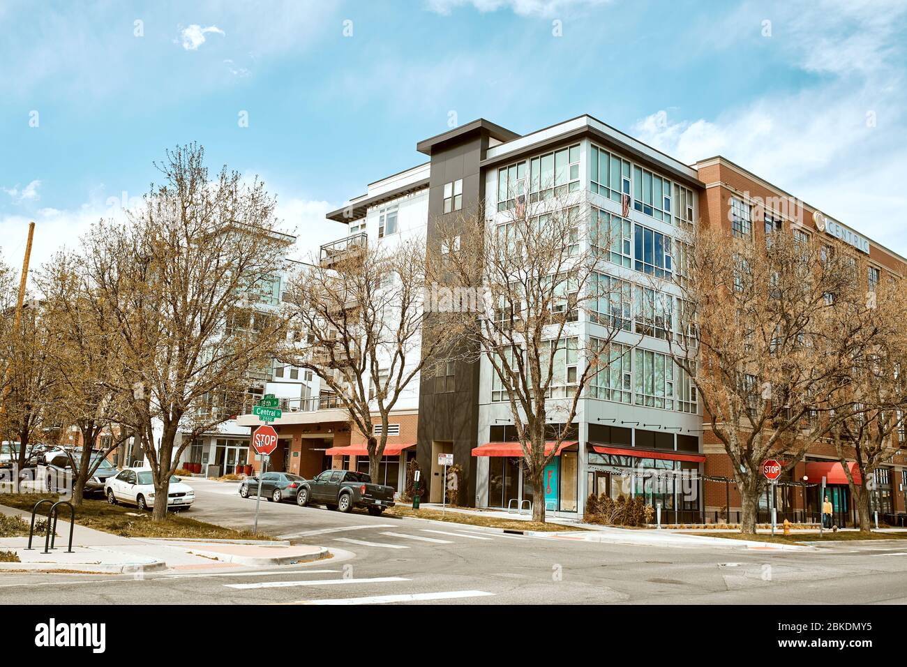 Denver, Colorado - May 1st, 2020: Commercial businesses and modern ...