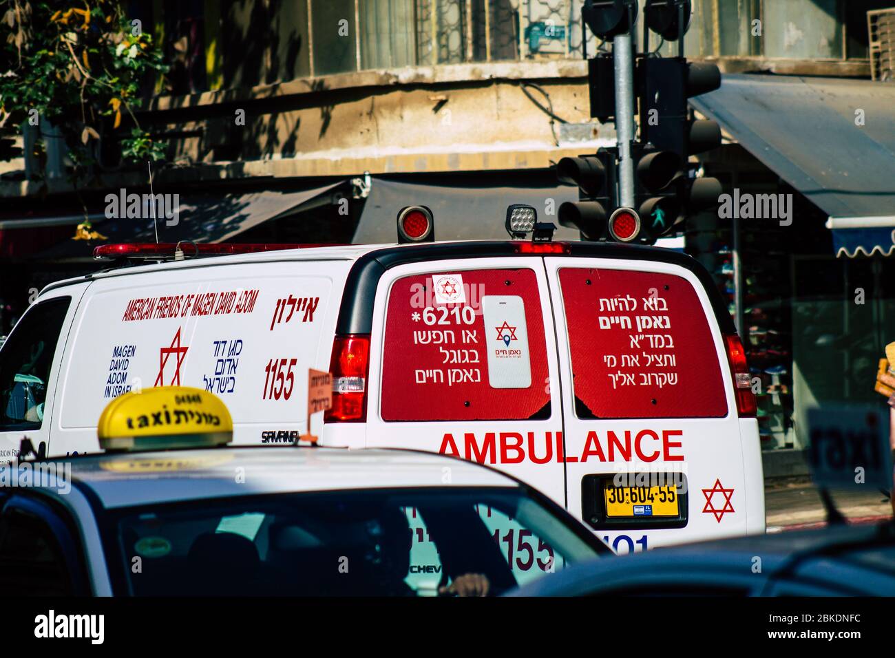 Tel Aviv Israel August 9, 2019 View of a Israeli ambulance rolling in ...