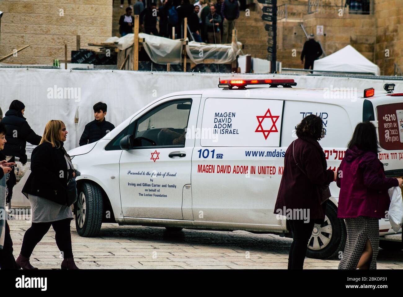Jerusalem Israel December 12, 2019 View of a Israeli ambulance rolling ...