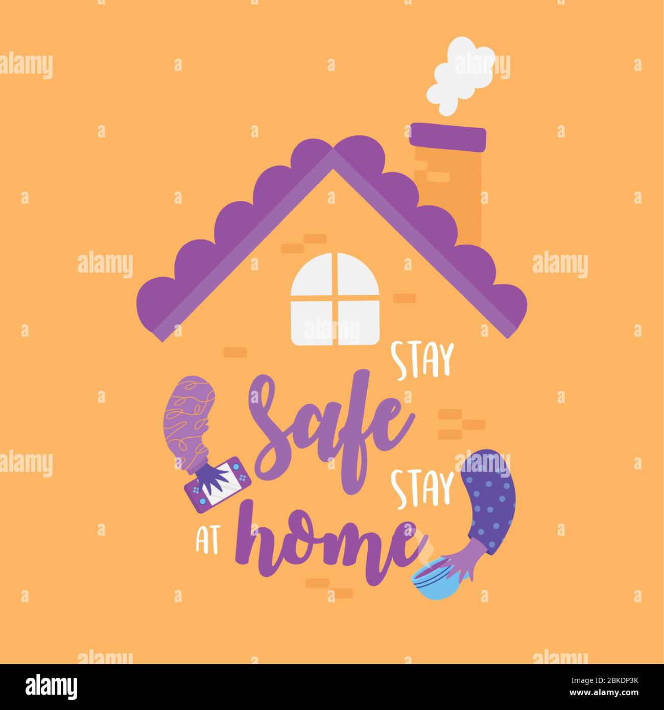 coronavirus messages, stay safe stay at home, playing or relaxing ...