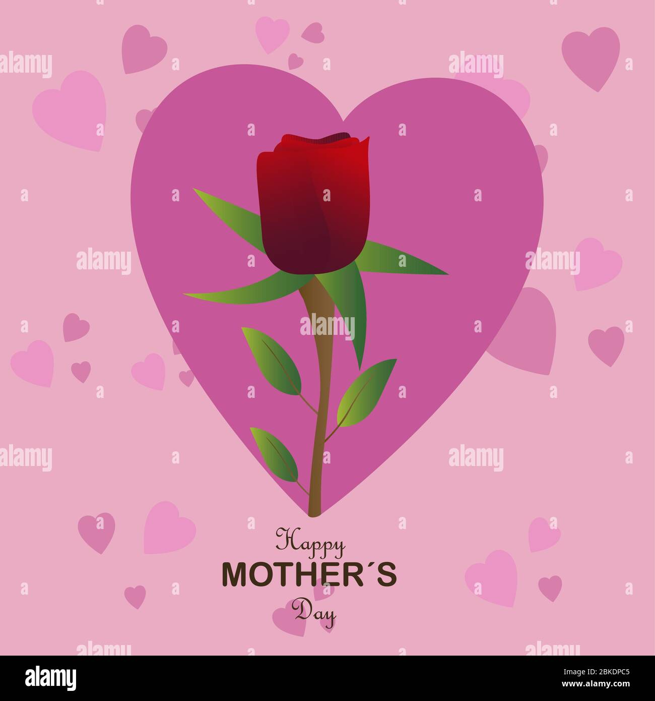 Happy mothers day card with a rose in a heart - Vector Stock Vector ...