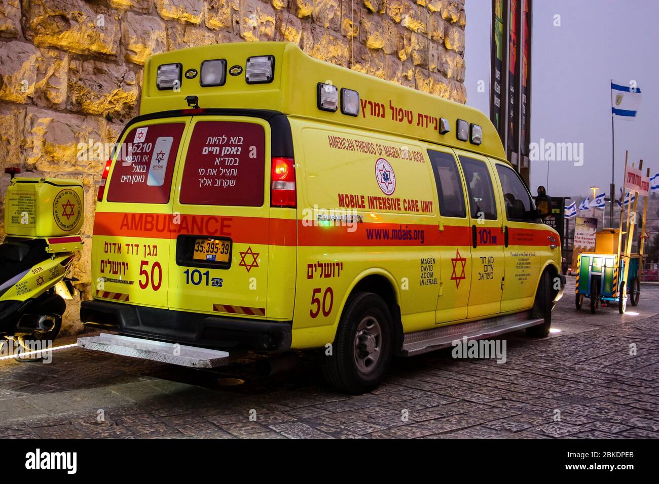 Jerusalem Israel May 10, 2018 View of a Israeli ambulance in the street ...