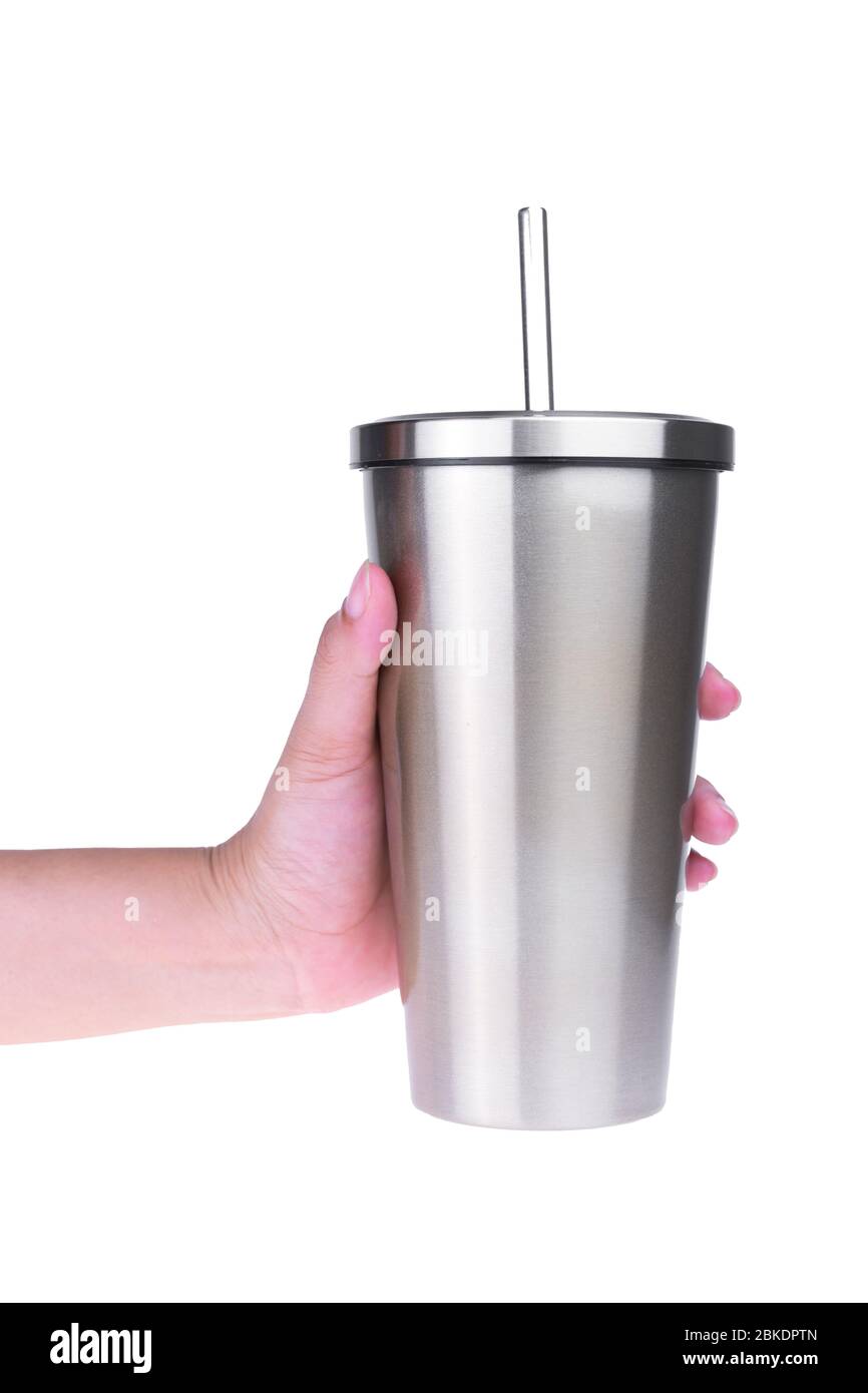 Lady's Hands Holding Cup Isolated On White Background Stock Photo - Alamy