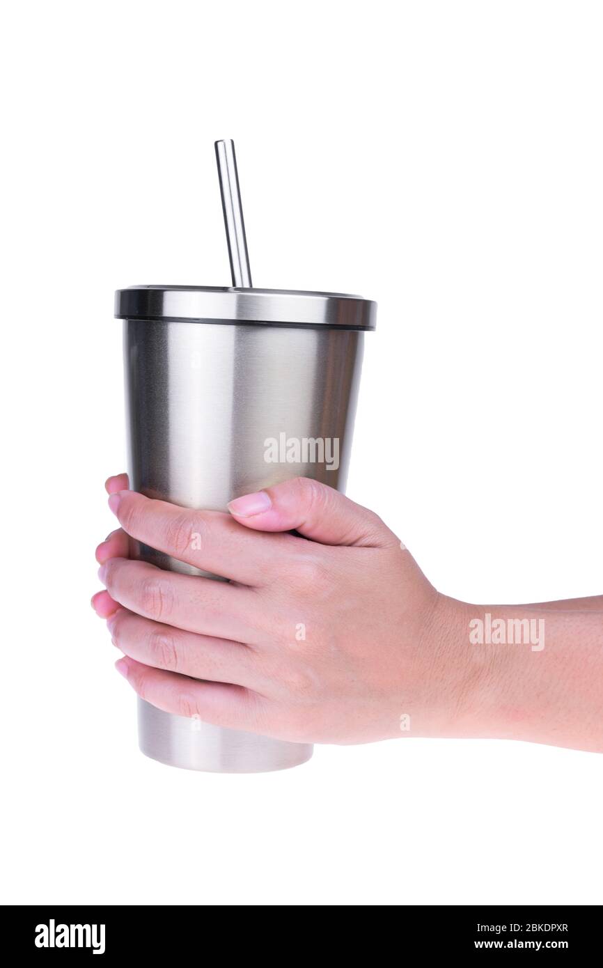 Lady's Hands Holding Cup Isolated On White Background Stock Photo - Alamy