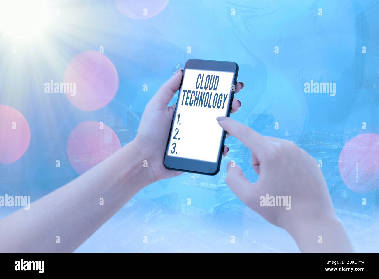 Conceptual hand writing showing Cloud Technology. Concept meaning storing and accessing data and ...