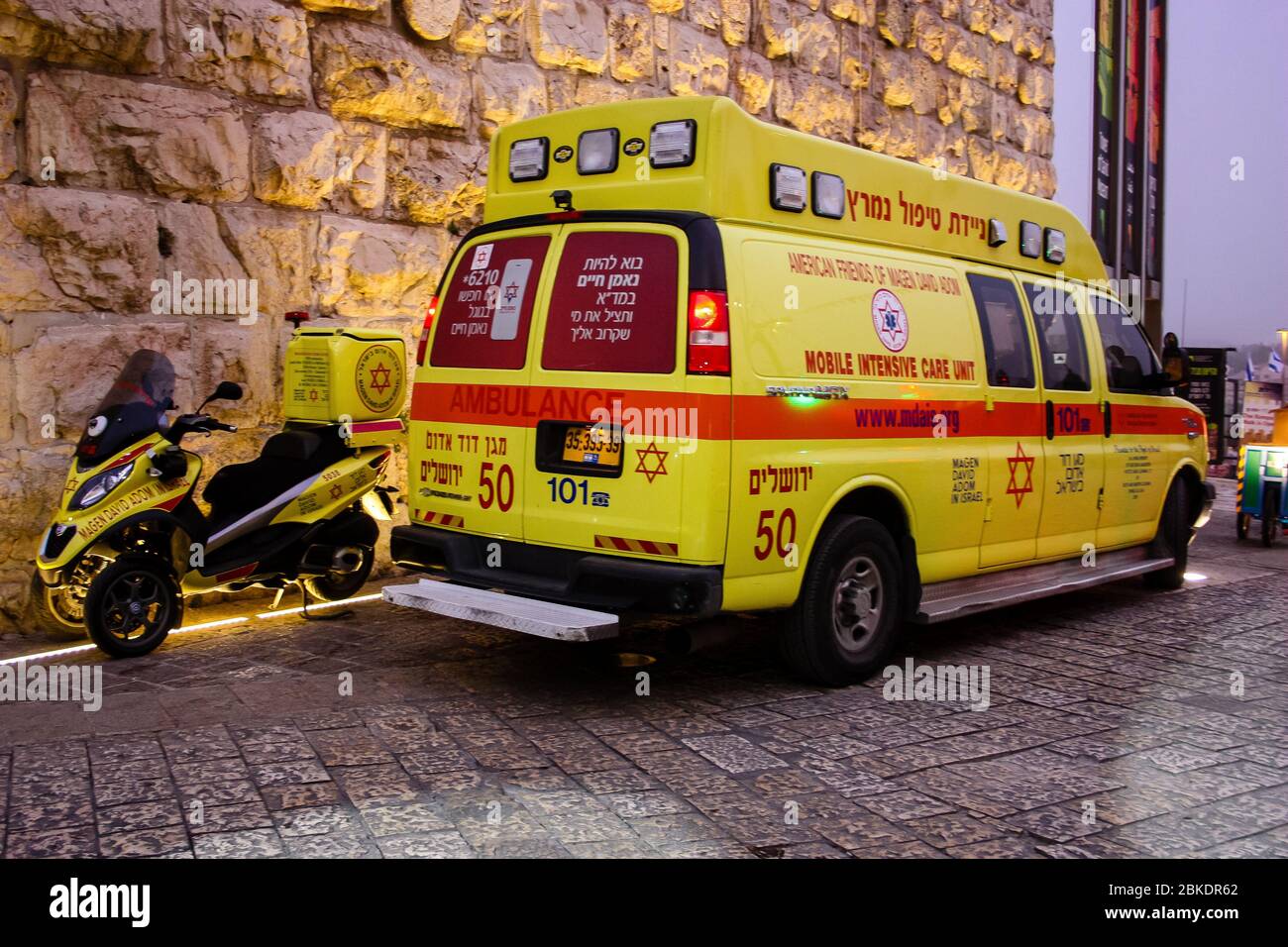 Jerusalem Israel May 10, 2018 View of a Israeli ambulance in the street ...