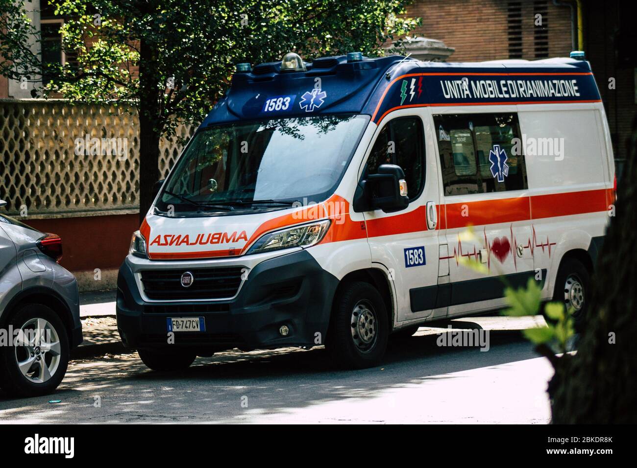 Rome Italy September 15, 2019 View of a Italian ambulance driving ...