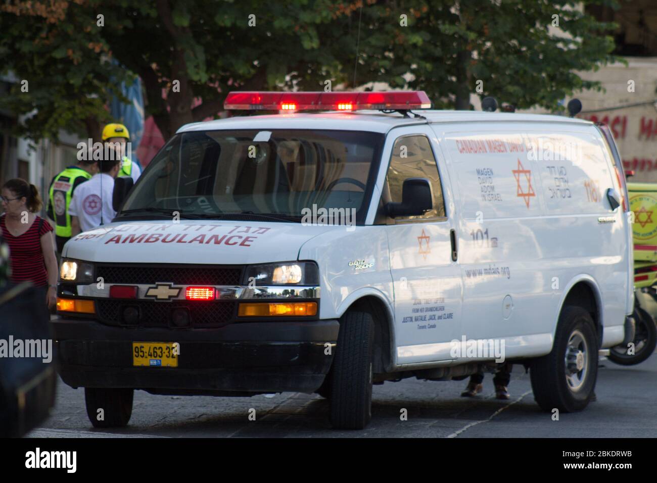 Jerusalem Israel June 19, 2019 View of a Israeli ambulance rolling in ...