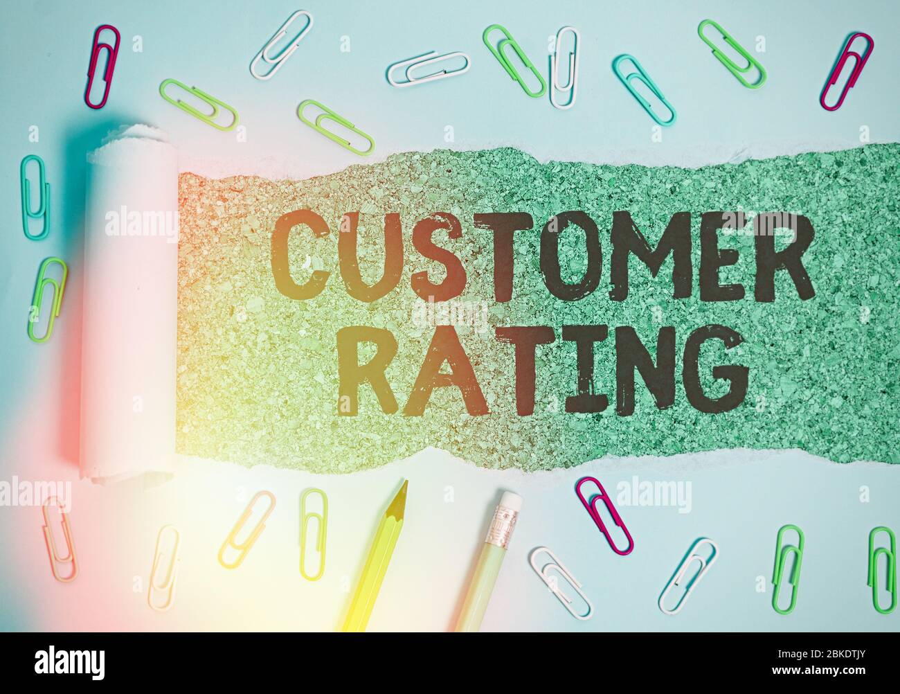 Writing note showing Customer Rating. Business concept for Each point ...