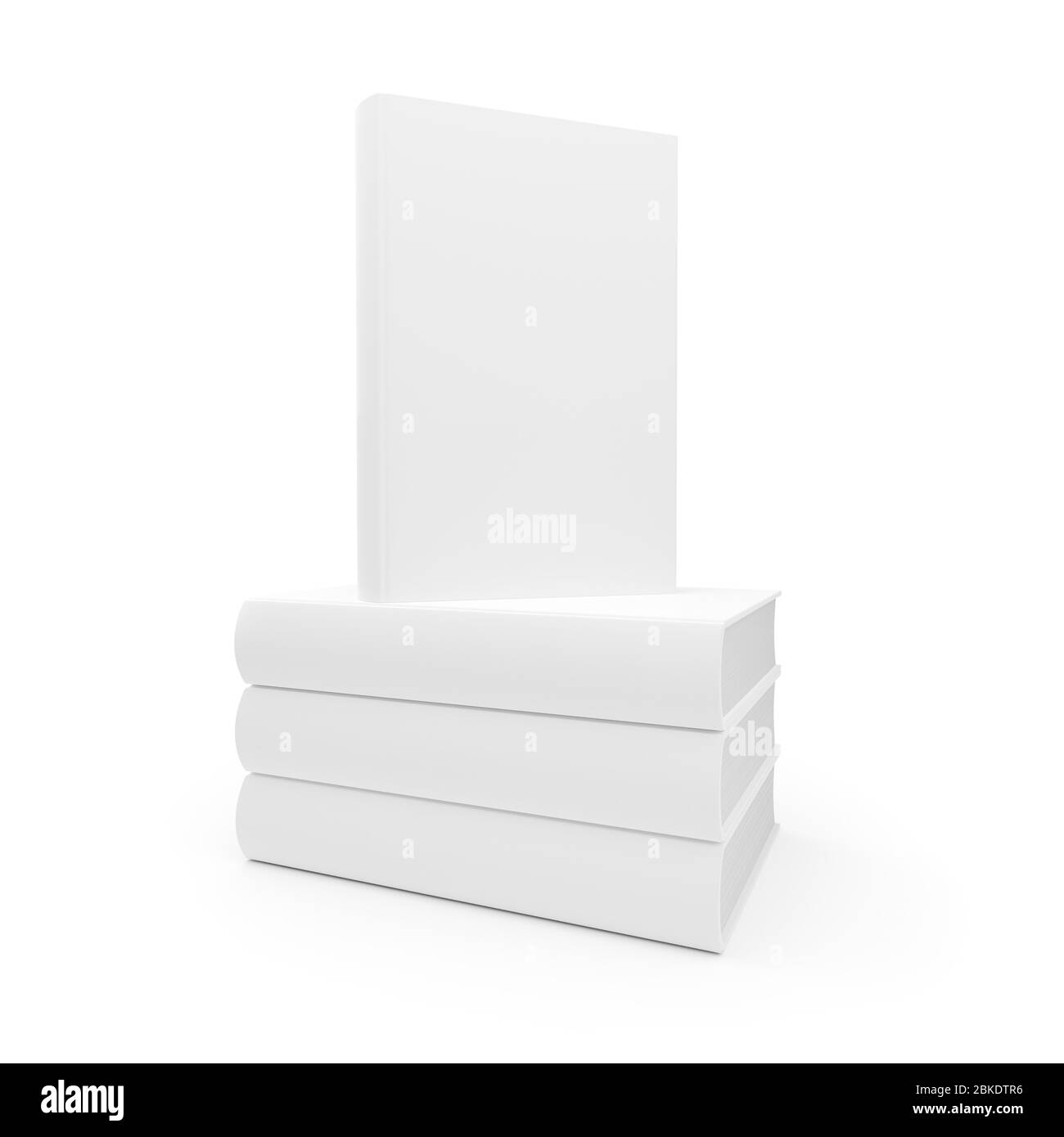 Stack of blank white hardcover books template mock-up on white ...