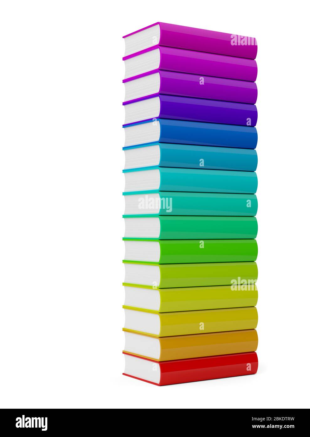 Colorful rainbow colored hardcover books stack with blank covers over ...