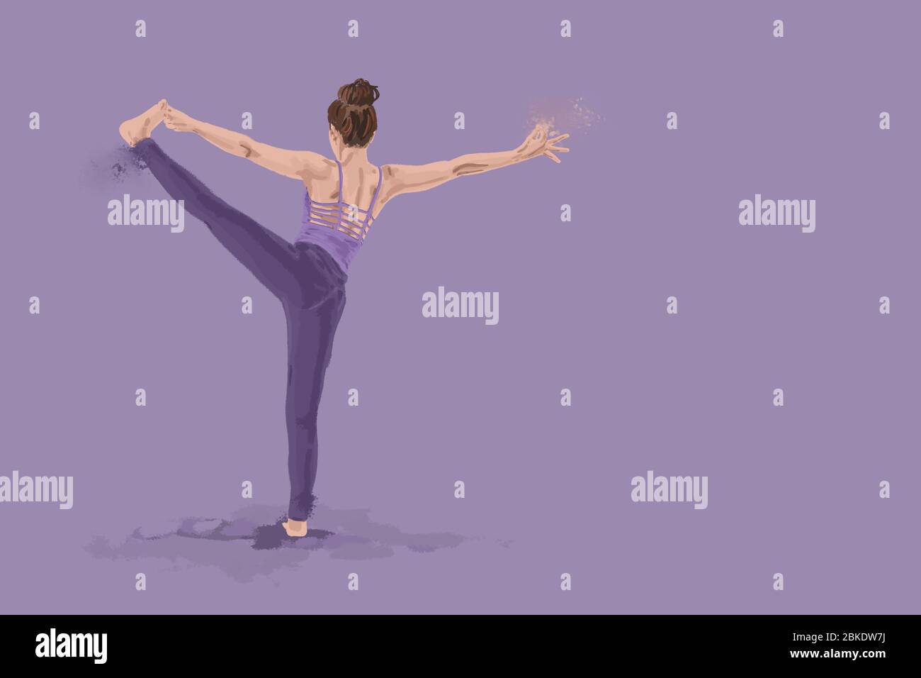 women balancing on standing to big toe in yoga illustration isolated on ...