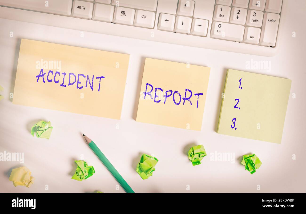 Writing note showing Accident Report. Business concept for A form that ...