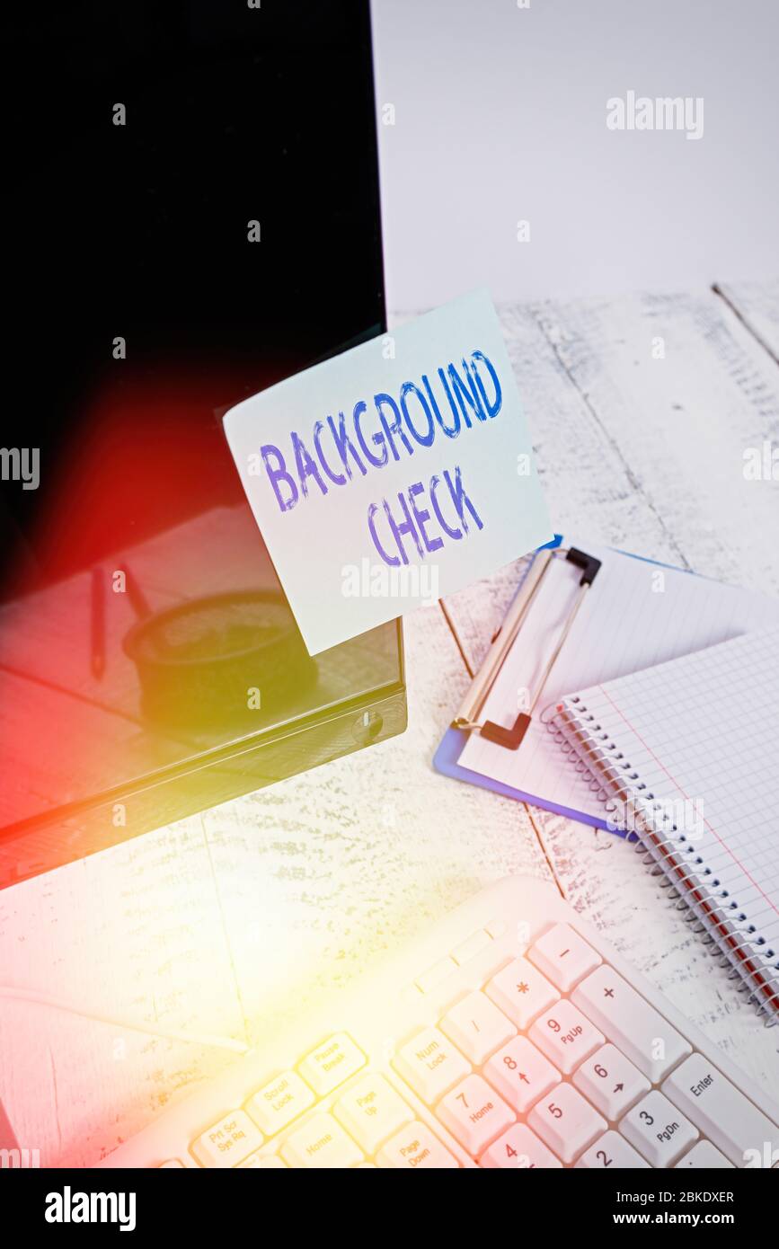 Word writing text Background Check. Business photo showcasing way to ...
