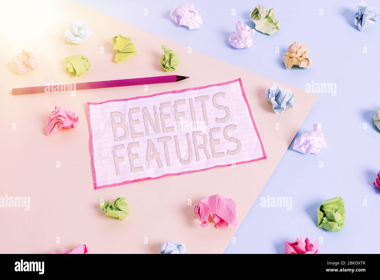 Conceptual hand writing showing Benefits Features. Concept meaning ...