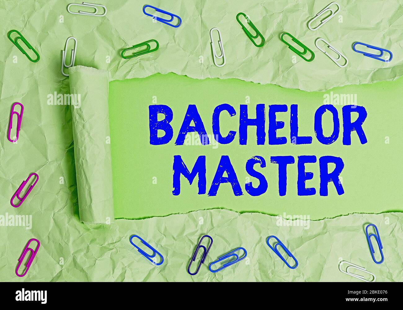 Word writing text Bachelor Master. Business photo showcasing An ...