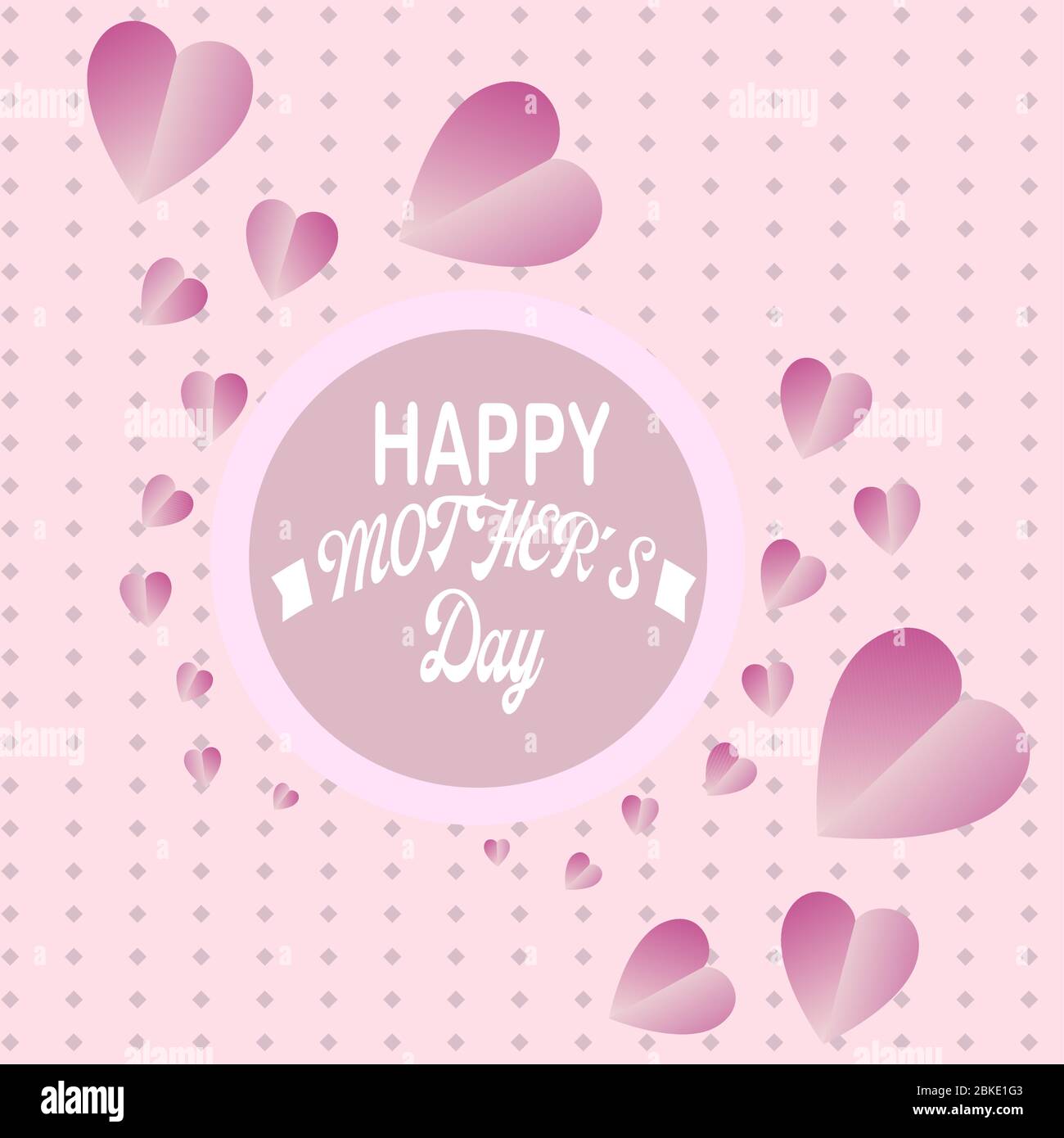 Happy mothers day card with pink hearts- Vector Stock Vector Image ...