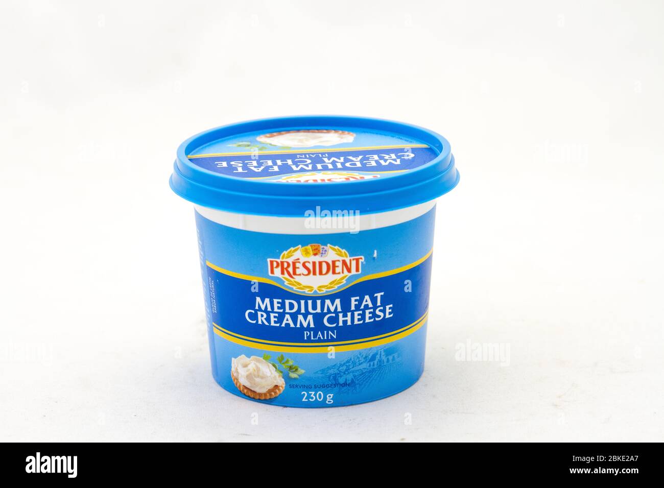 Alberton, South Africa - a tub of President medium fat cream cheese ...