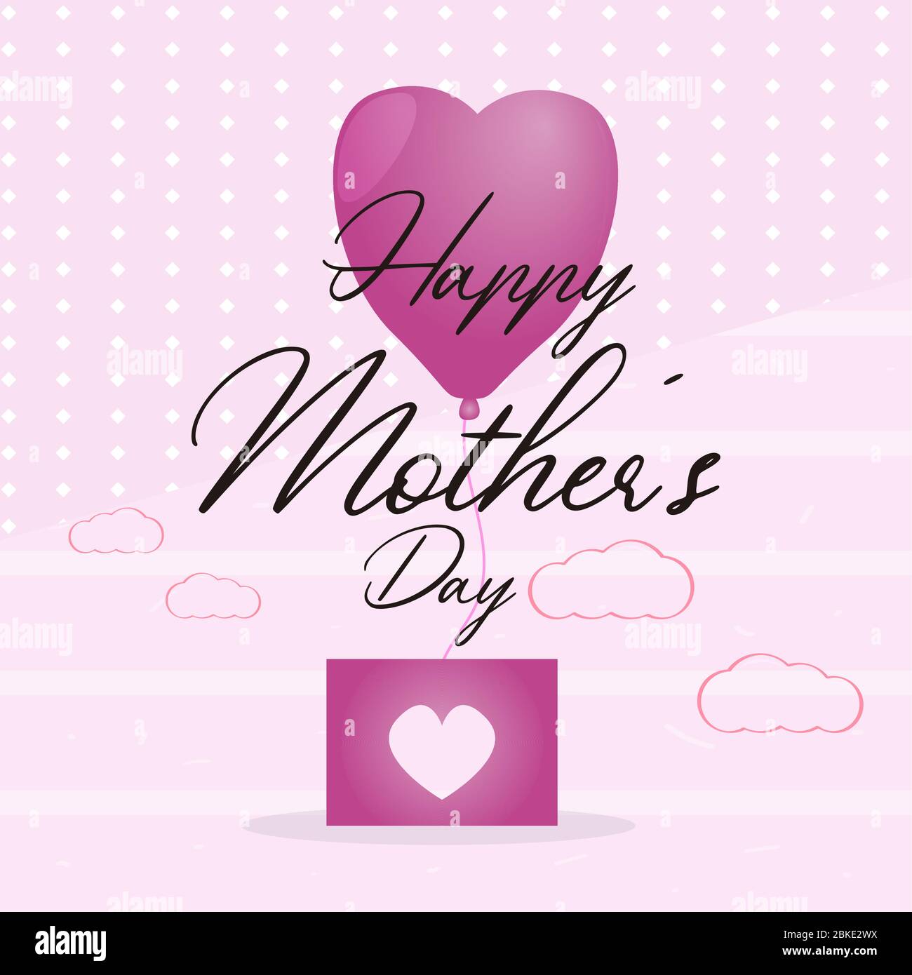 Happy mothers day card with pink heart and gift box - Vector Stock ...
