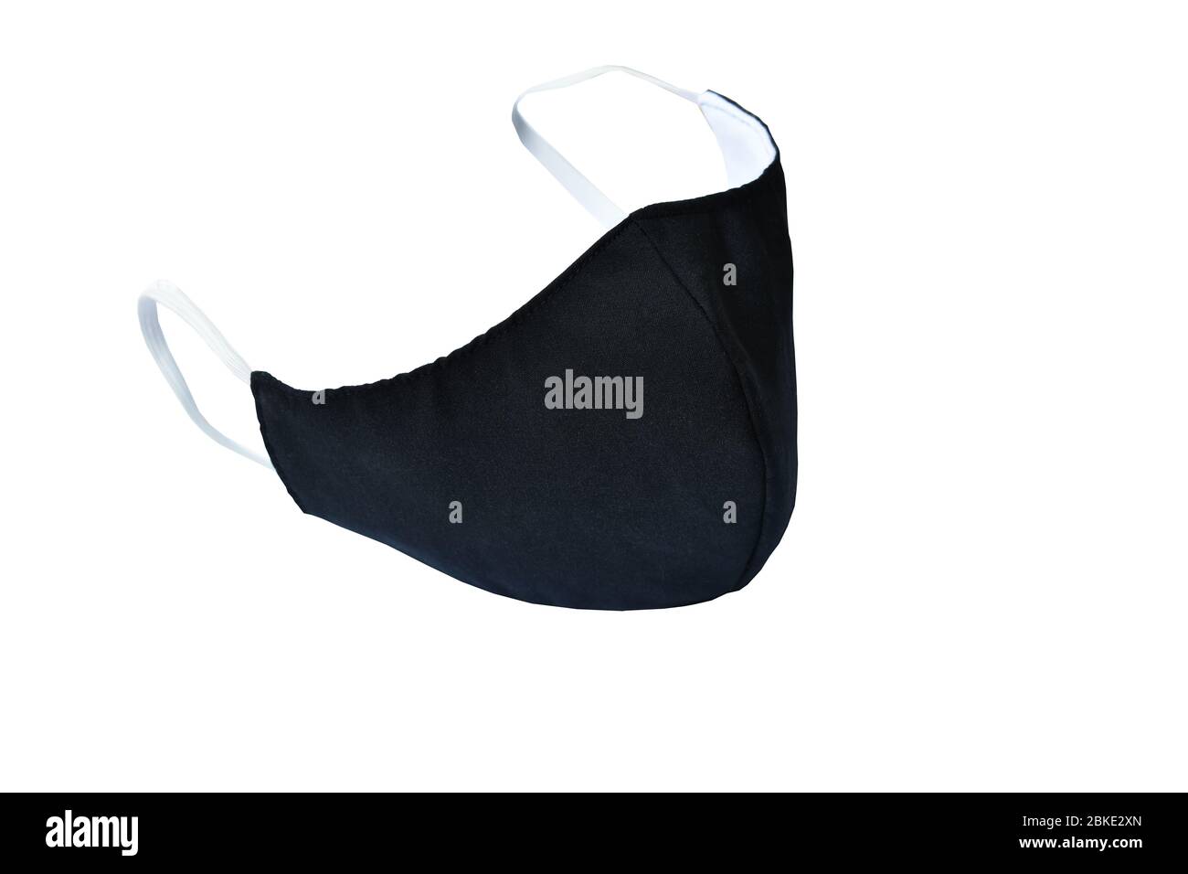 black fabric hygienic mask for protection nose and mouth on white ...