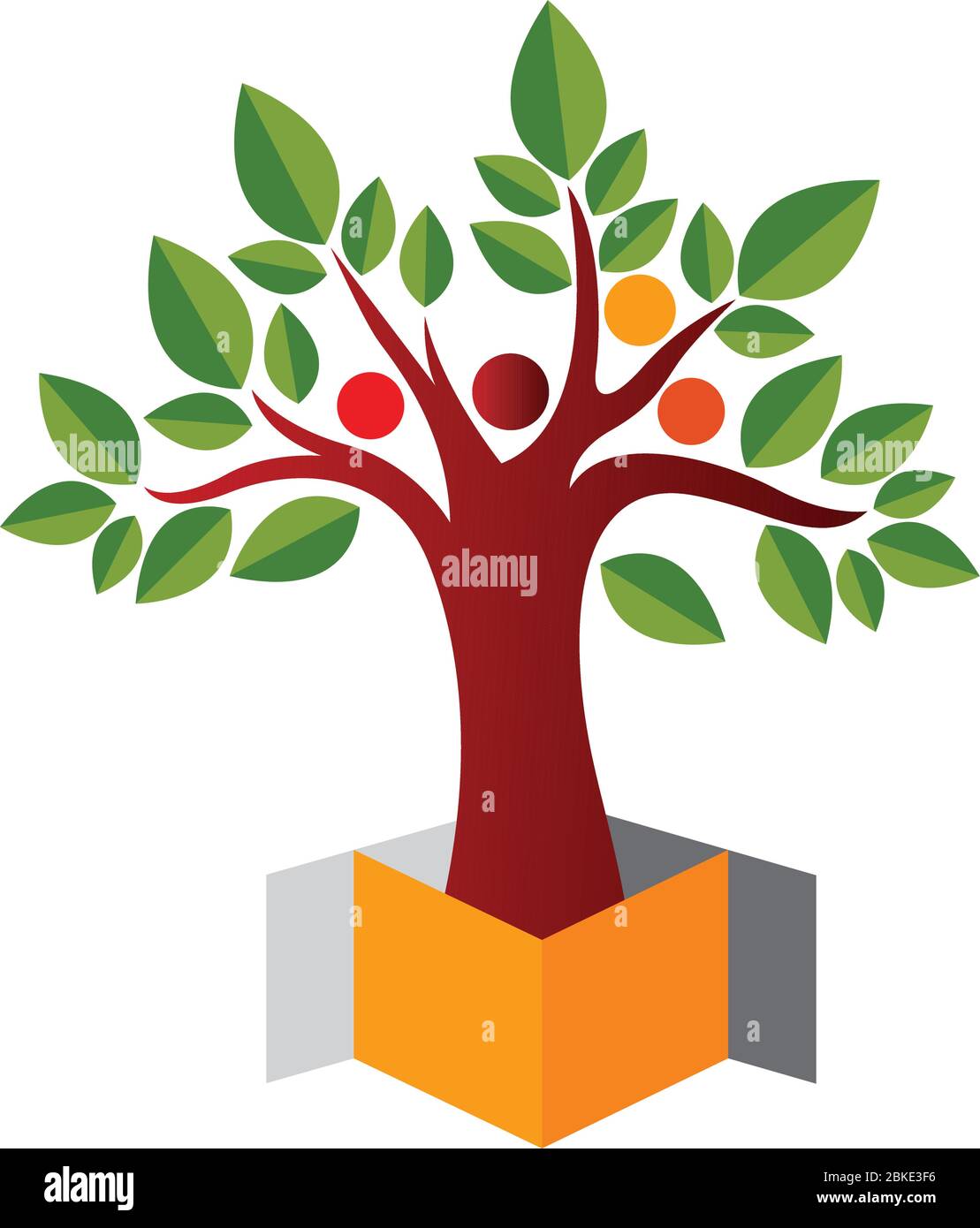 Illustration art of a box human tree logo with isolated background ...